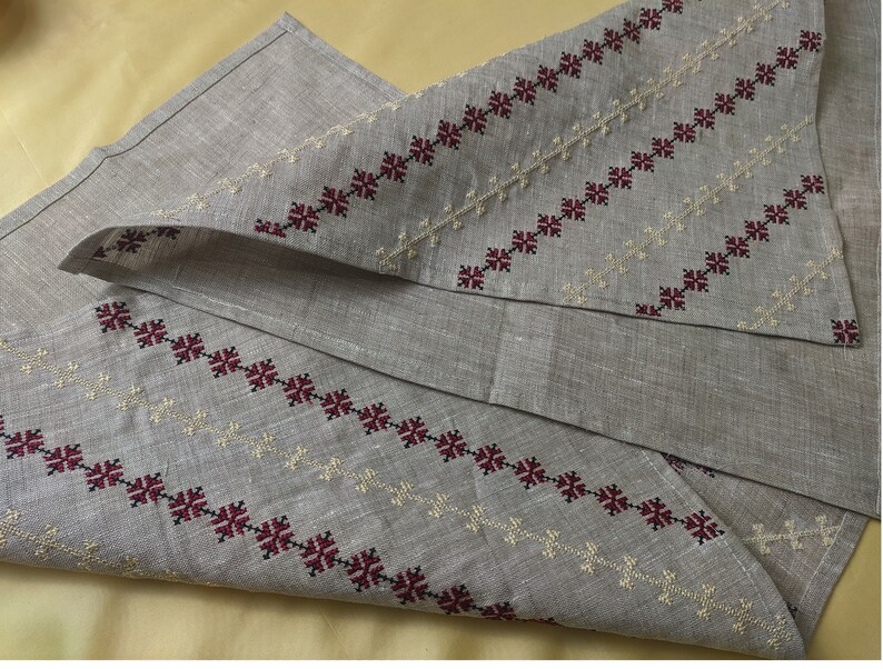 Set of Table Linen Napkins Embroidered Flax Napkins With - Etsy