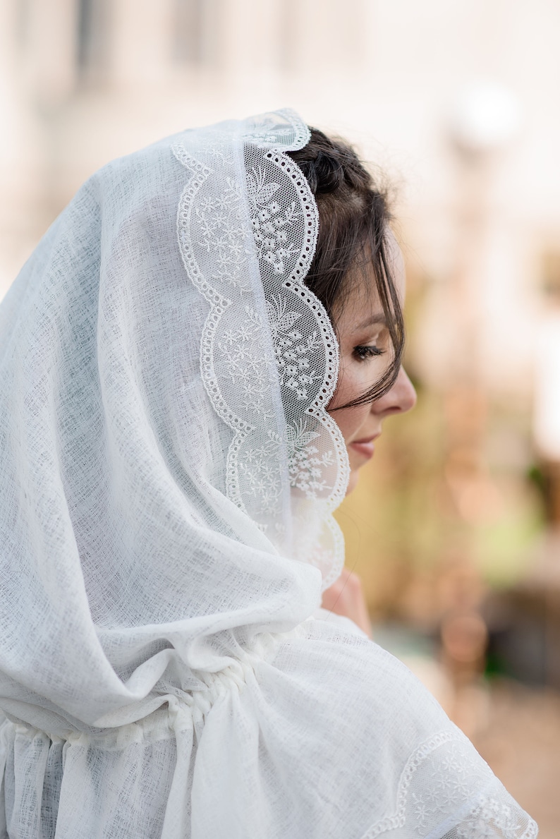 Linen Chapel Veil for Mass, Catholic Mantillas and Veils, Orthodox ...