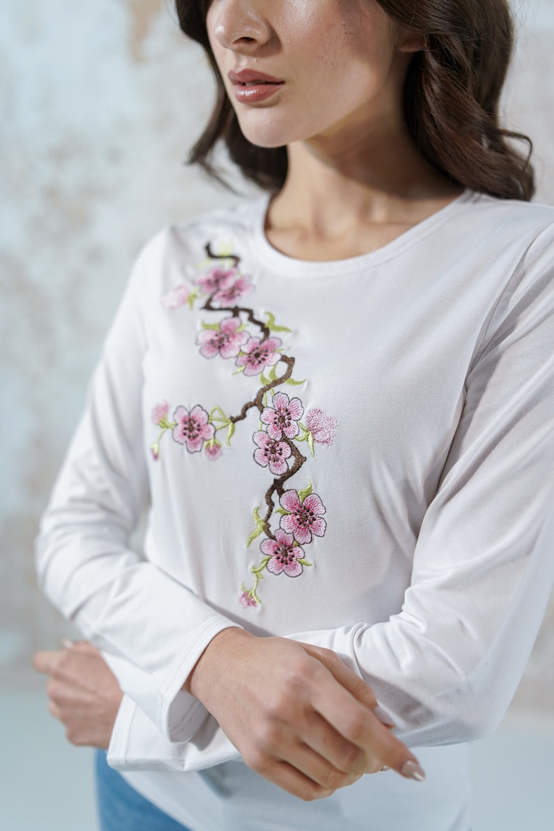 Cherry Blossom T Shirt Long Sleeve Women's T Shirt Flower - Etsy