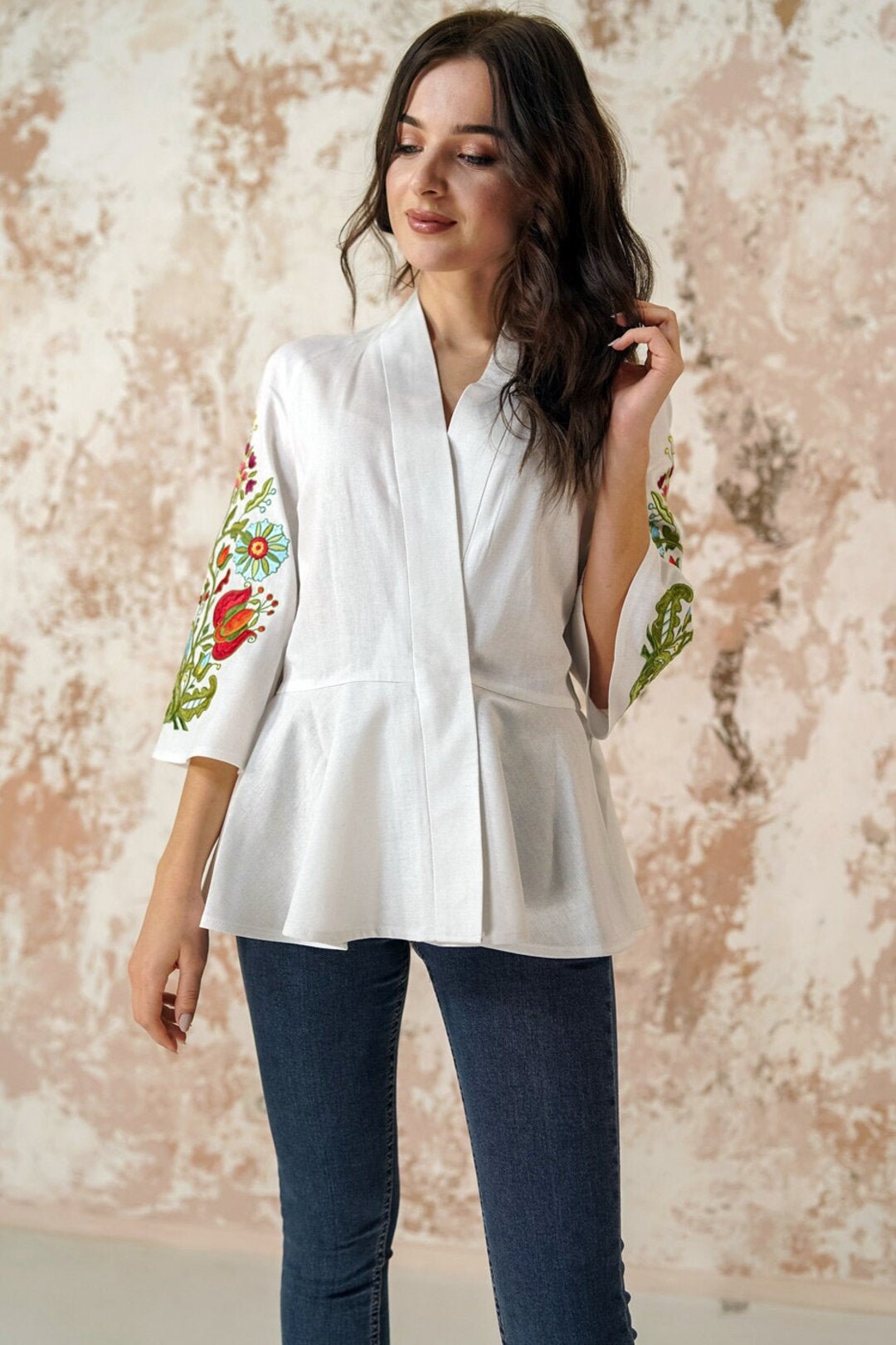 White Linen Blouse, Wrap Top, Wrap Blouse, Hippie Blouse, Boho Style ...