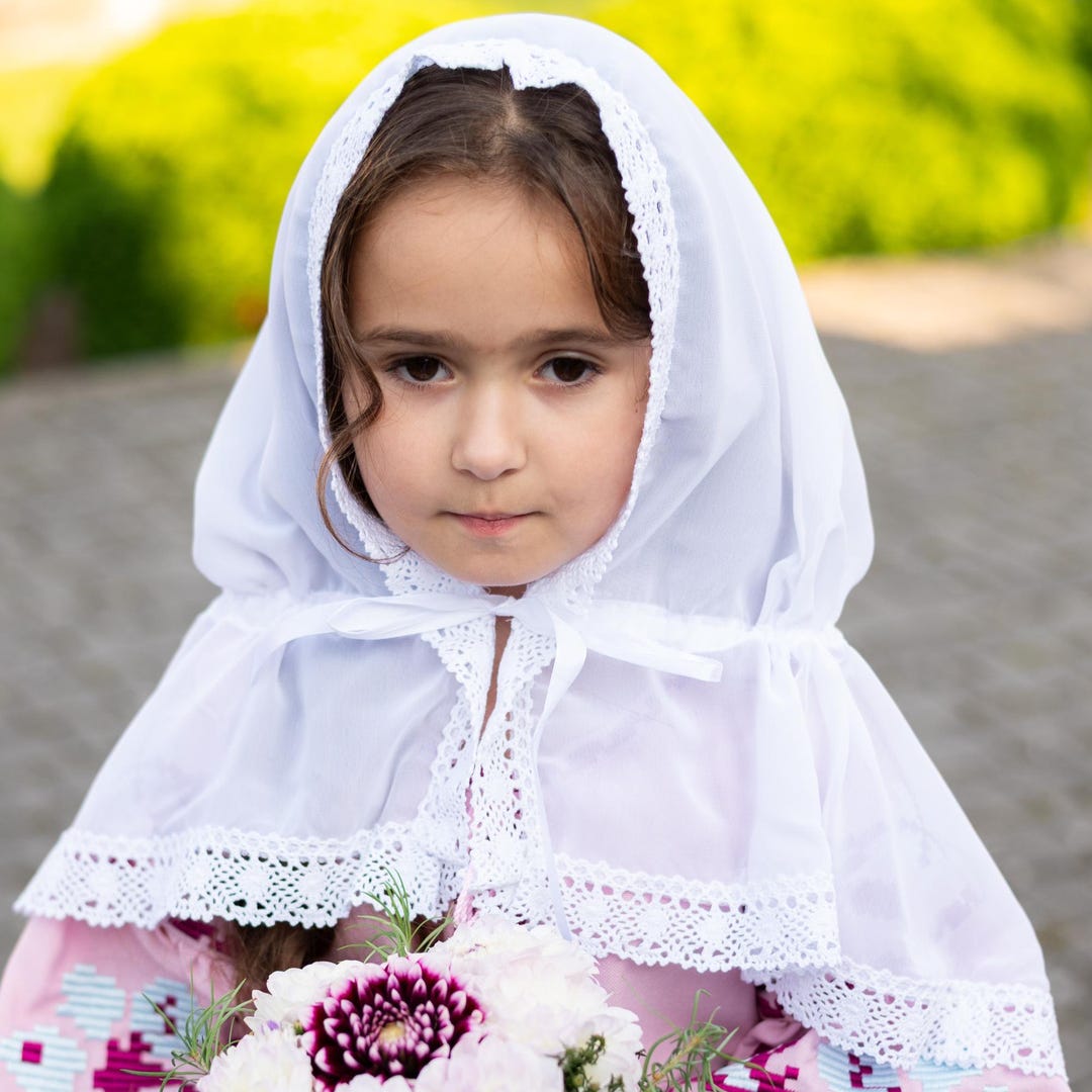 Сhild First Communion Veil, White Girls Veil for Mass, Orthodox ...
