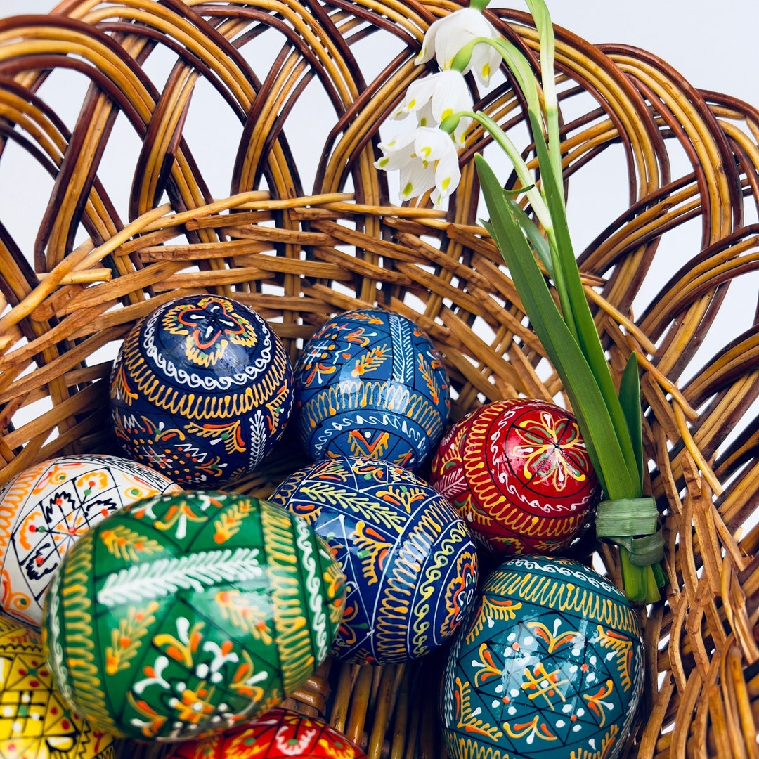 Set 6 Easter Wooden Eggs, Ukrainian Handmade Pysanky, Traditional ...