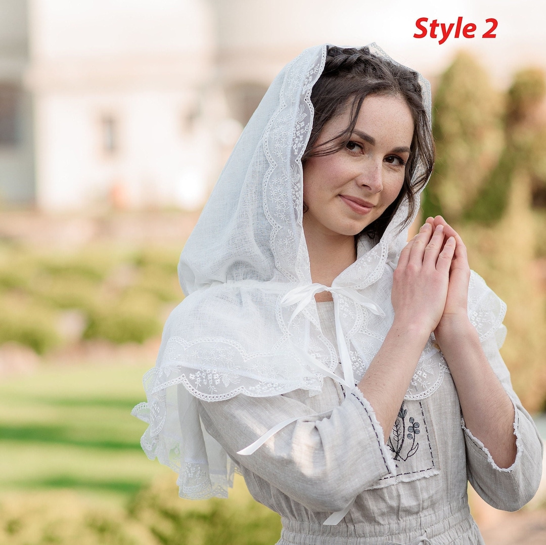 Linen Chapel Veil for Mass, Catholic Mantillas and Veils, Orthodox ...