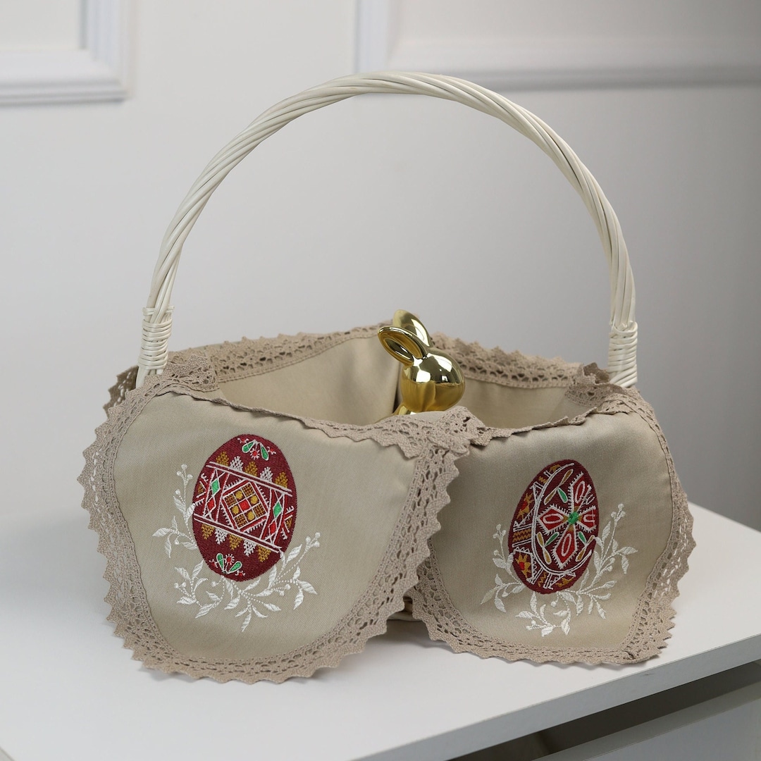 Four Corner Embroidered Easter Basket Cover, Orthodox Easter Basket ...