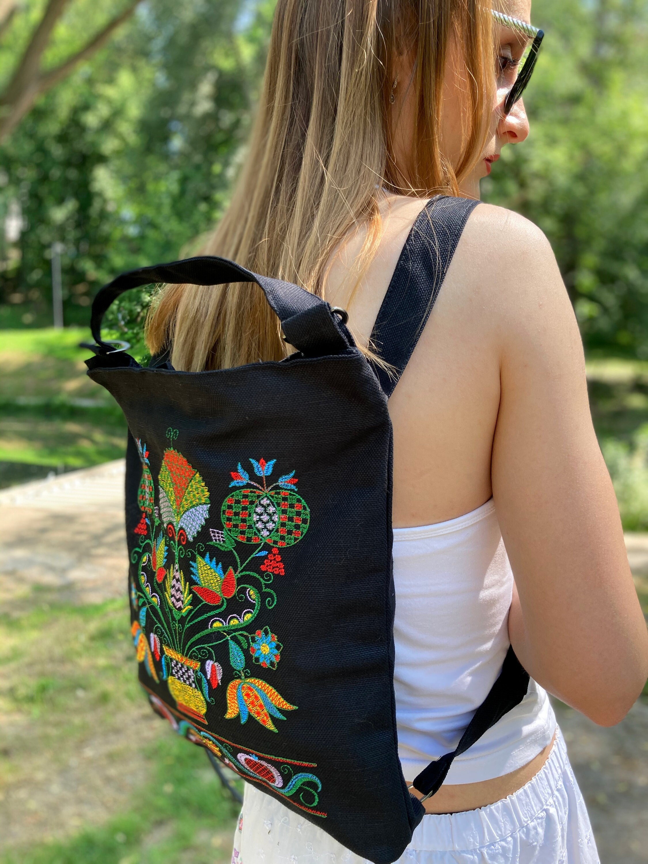 Black Backpack Purse Boho Mini Backpack Purse for Women | Etsy