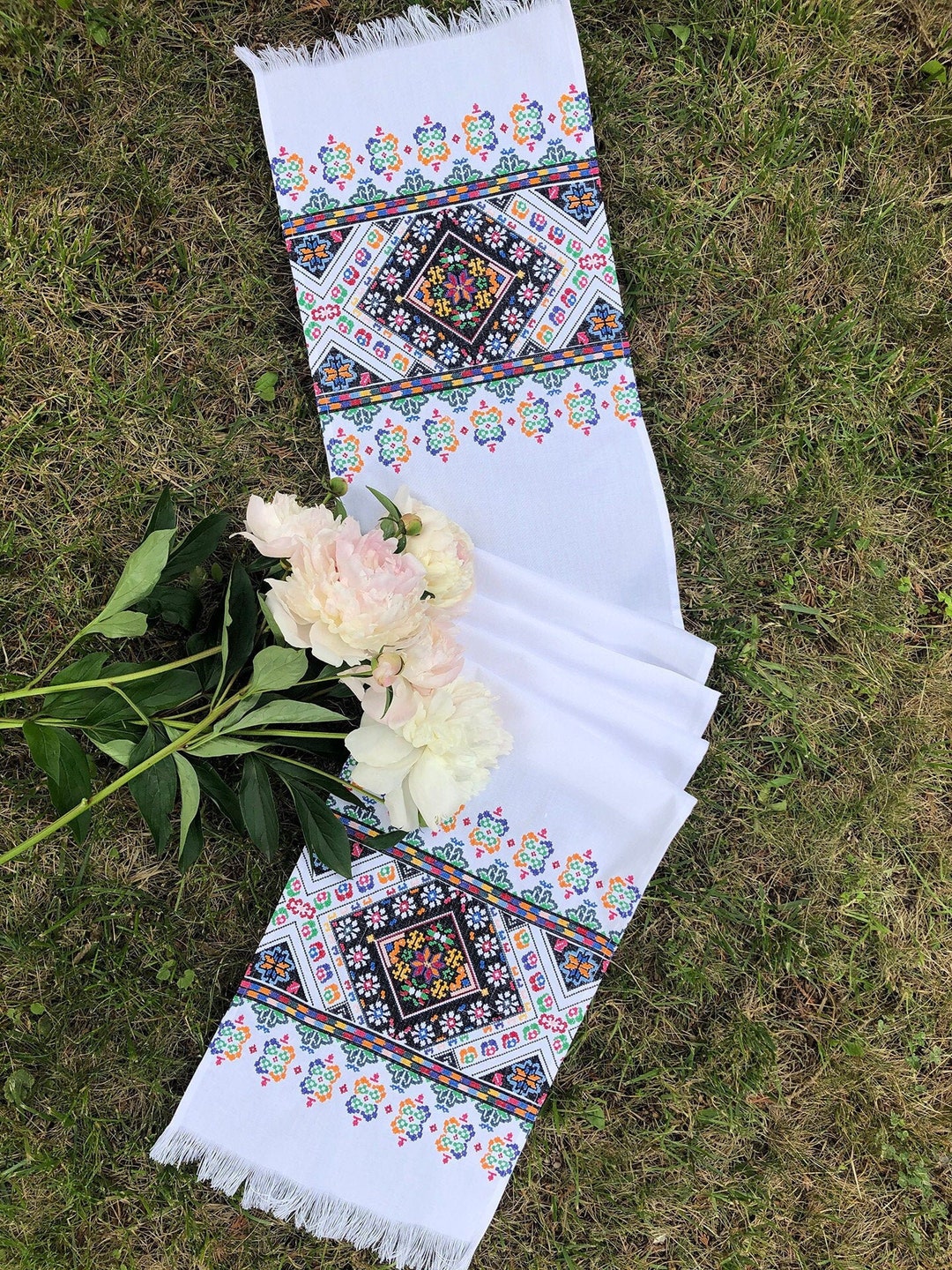 Embroidered Rushnyk, Wedding Rushnuk Towel With Fringe, Ukrainian ...