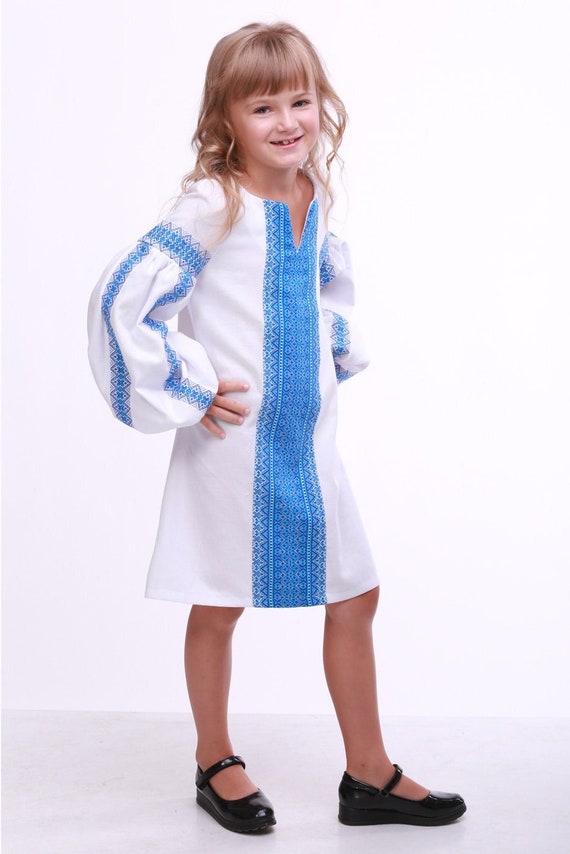 Slavic Costume Kids Vyshyvanka Dress White Girl's Dress - Etsy