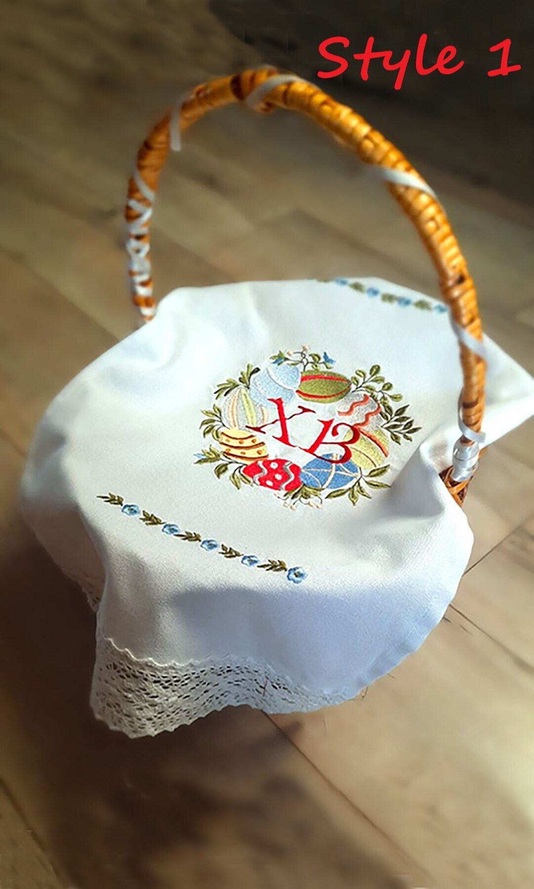 Embroidered Easter Basket Cover, Easter Cotton Napkin, Christ is Risen ...