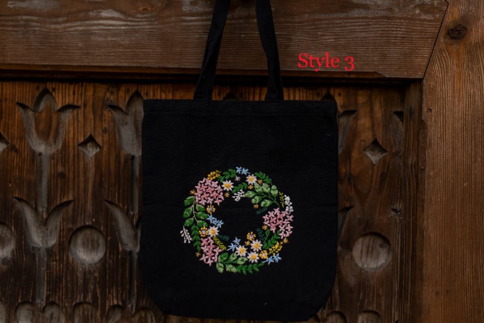 Hand Embroidered Bag, Floral Embroidered Tote Bag, Canvas Tote Bag With ...