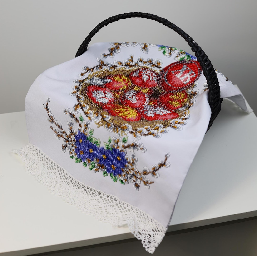 Beaded Orthodox Easter Basket Cover With Ukrainian Pysanky Eggs ...