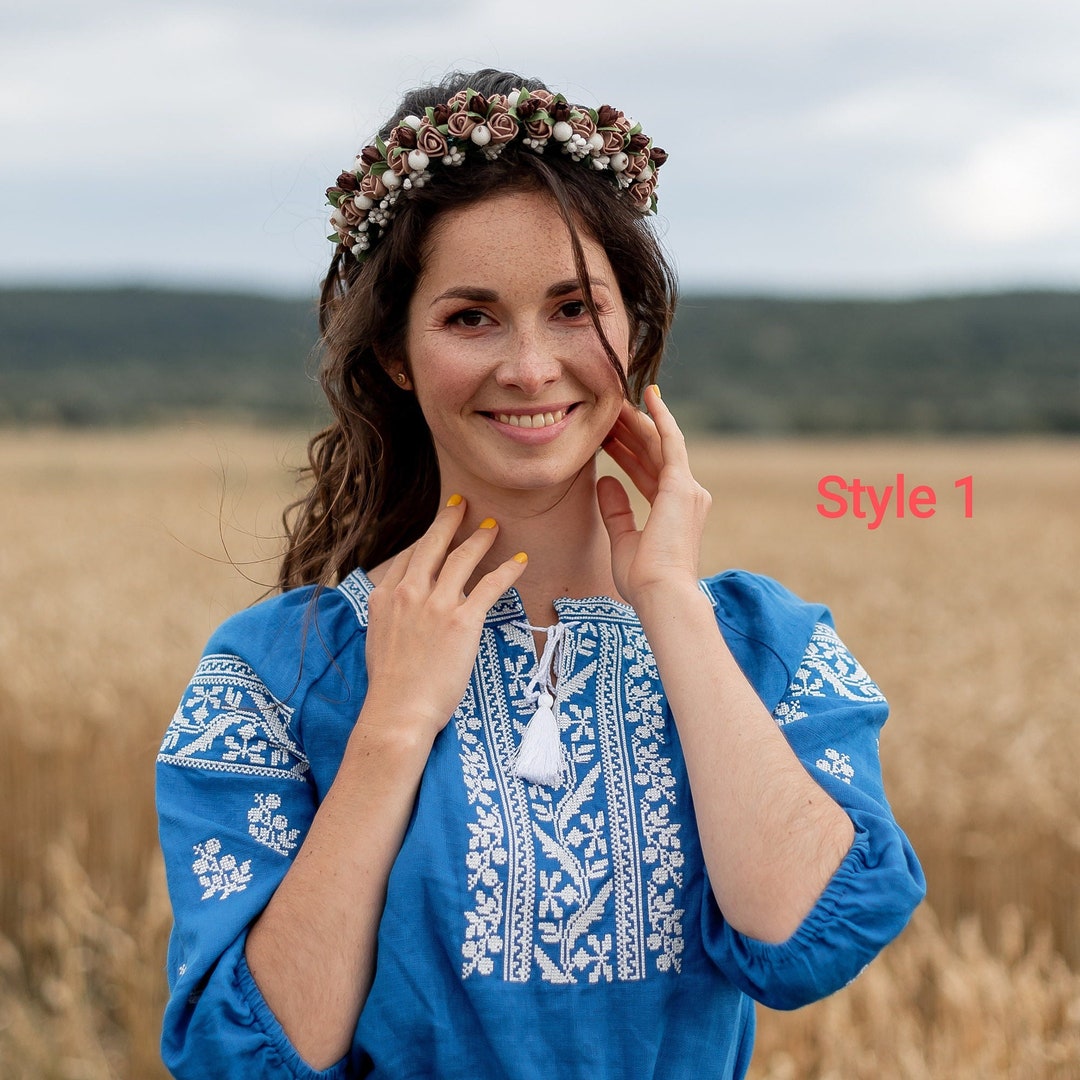 Boho Ukrainian Floral Crown, Bride Flower Headband, Ukrainian Flower ...