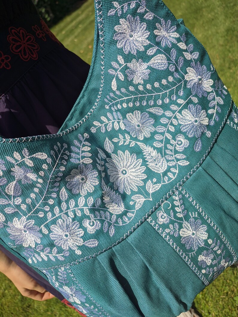 Natural Fiber Bag Floral Tote Bag With Zipper Embroidered | Etsy