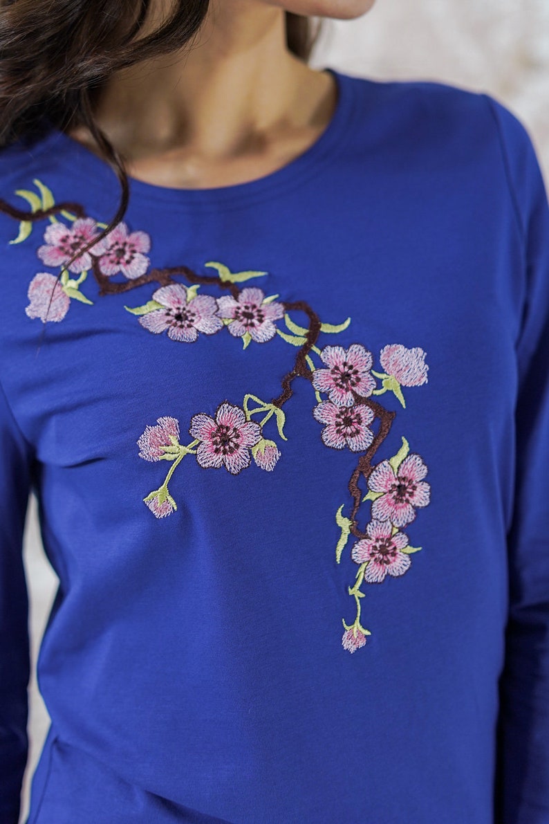 Cherry Blossom T Shirt Long Sleeve Women's T Shirt Flower - Etsy