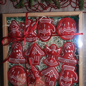 Red and White Christmas Scandi Ornaments, Felt Christmas Tree ...