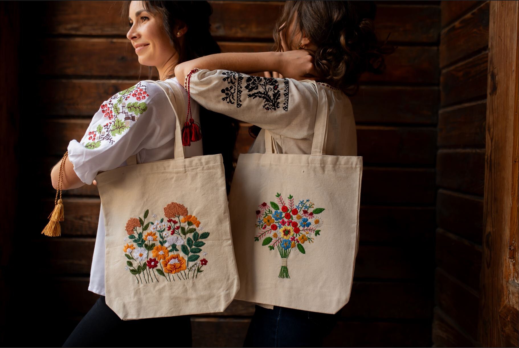 Hand Embroidered Bag, Floral Embroidered Tote Bag, Canvas Tote Bag With ...