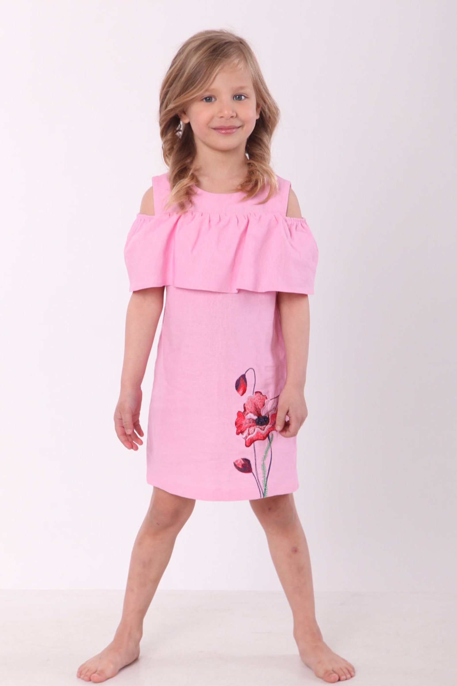 Girls Linen Dress Ruffled Linen Dress Summer Linen Dress - Etsy