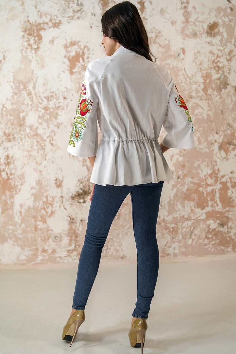 White Linen Blouse Wrap Top Wrap Blouse Hippie Blouse Boho - Etsy