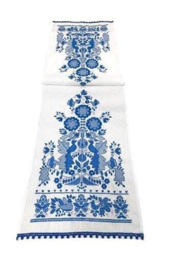 Blue Rushnyk Wedding Ritual Towel Ukrainian Traditional | Etsy