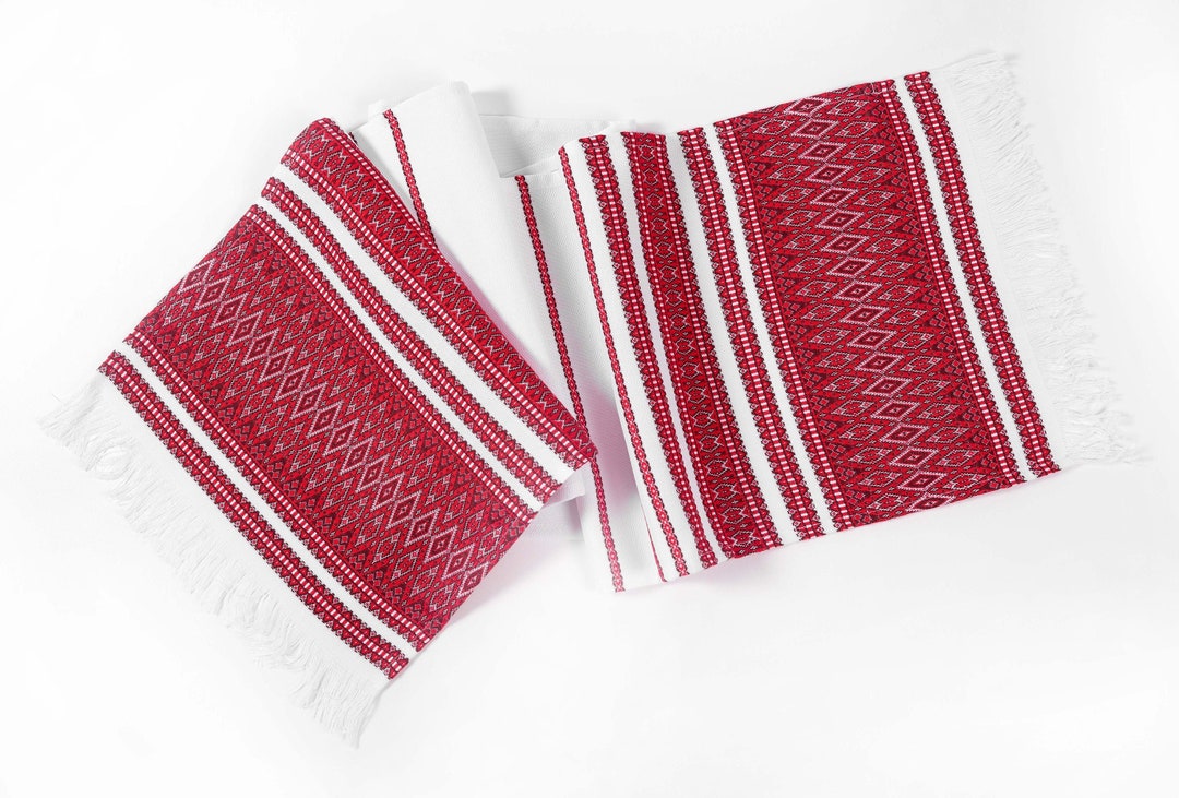 Traditional Red Rushnyk for Wedding, Ukrainian Traditional Rushnyk ...
