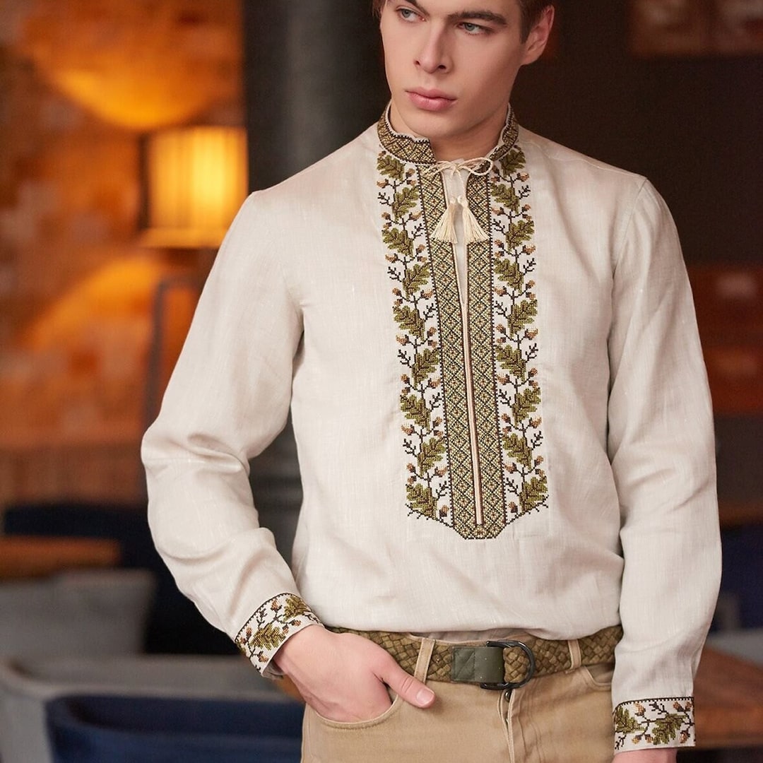 Men's Peasant Shirt, Linen Embroidered Vyshyvanka Men, Embroidered ...