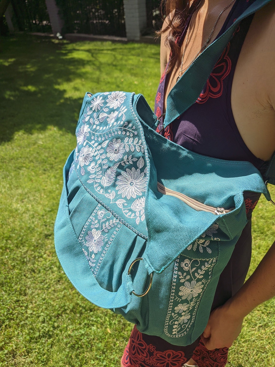 Natural fiber bag Floral tote bag with zipper Embroidered | Etsy