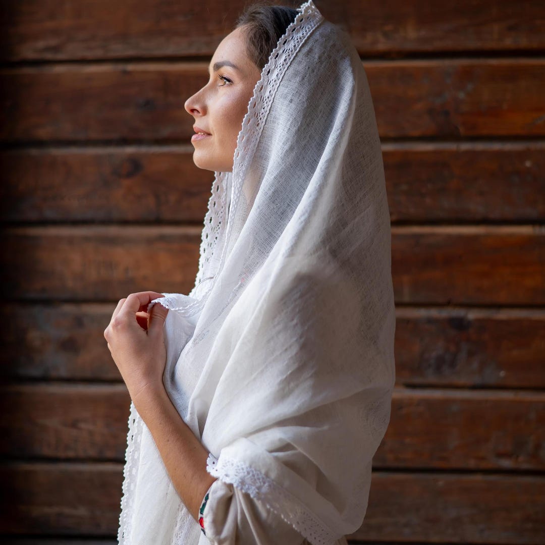 Church Head Covering, Catholic Veils, Lace Head Scarf, Cathedral Scarf ...