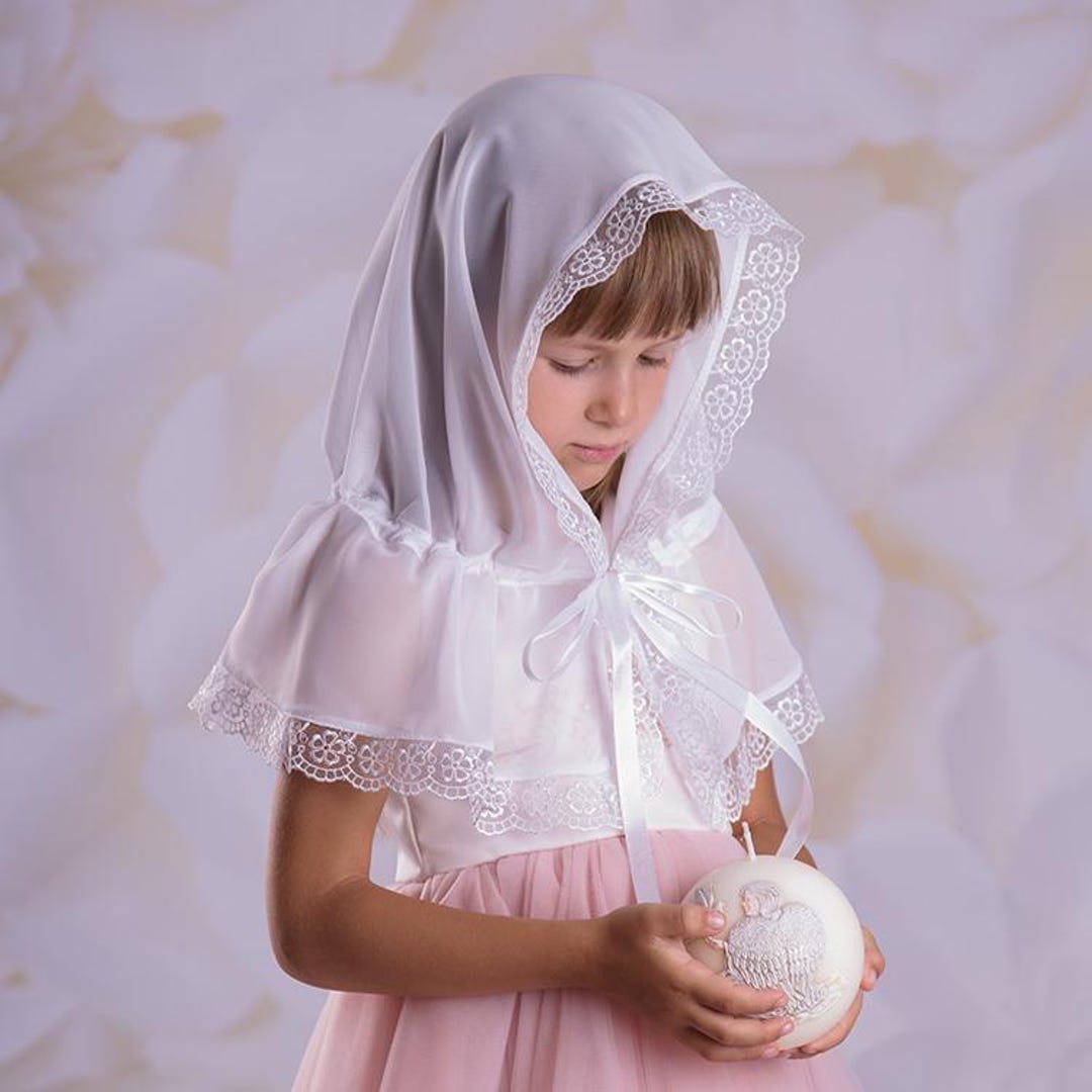 Little Girls' Holy Communion Veil, Ivory Girls Veil for Mass, Orthodox ...
