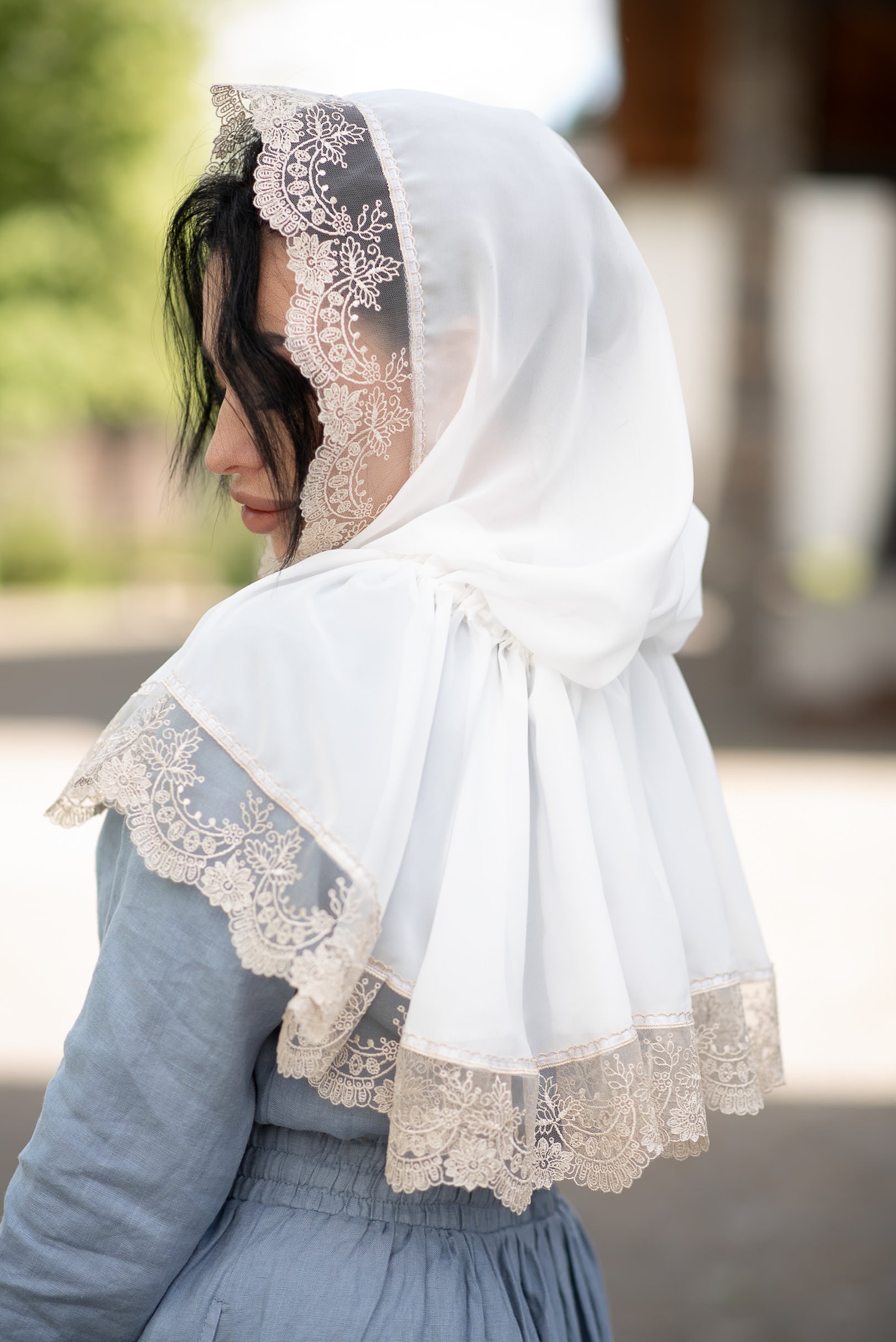 White Orthodox Christian Veil for Mass, Mantilla, Catholic Veils for ...