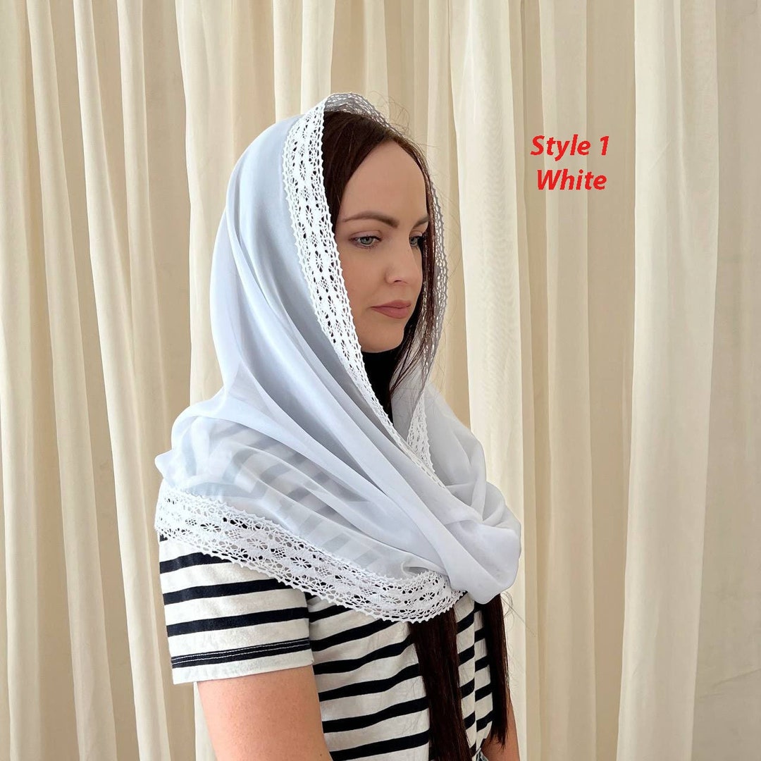 White Catholic Veils for Mass, Catholic Head Covering, Infinity Veils ...