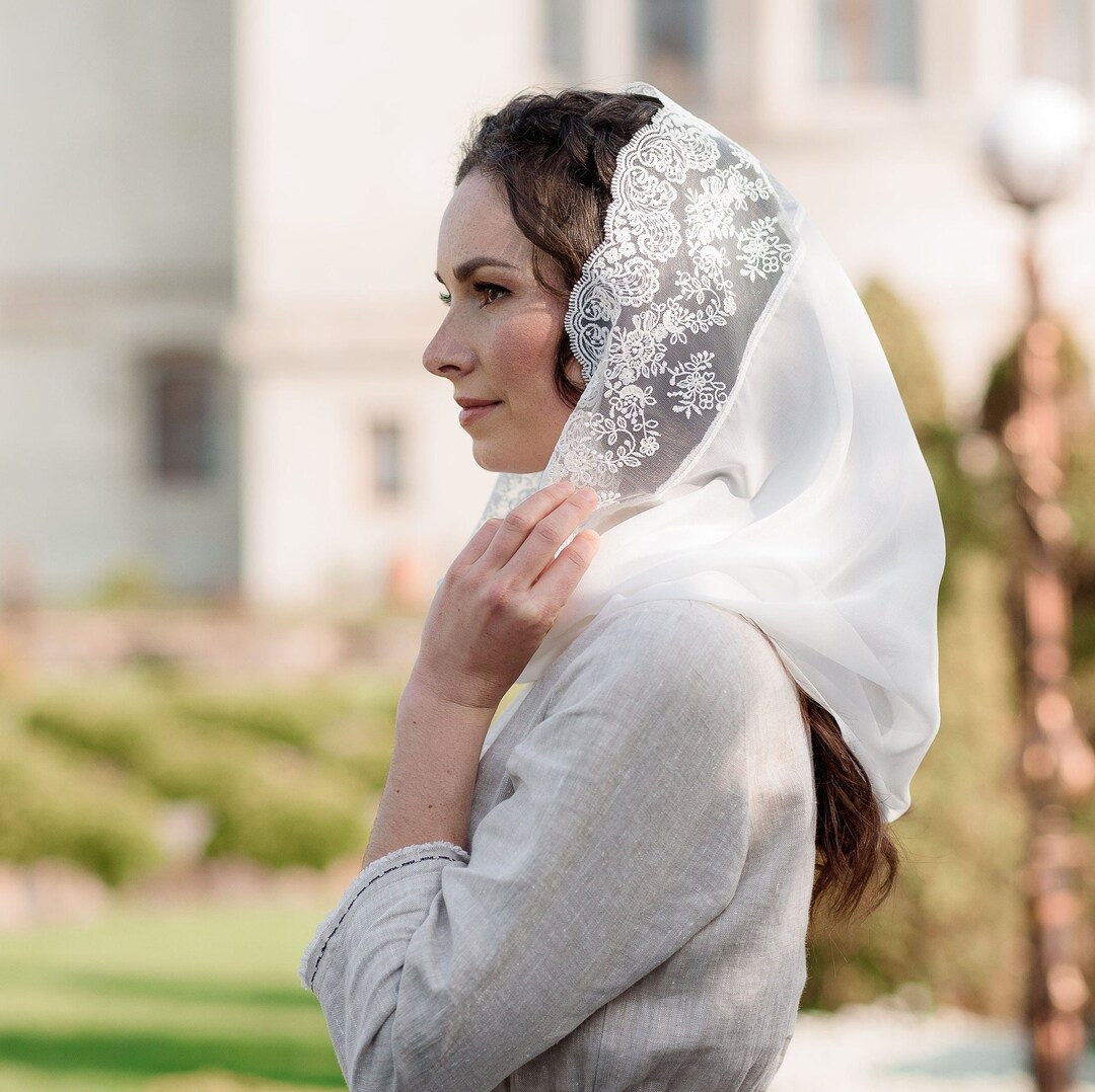Ivory Infinity Lace Veil, Catholic Chapel Veil for Mass, Prayer Veil ...