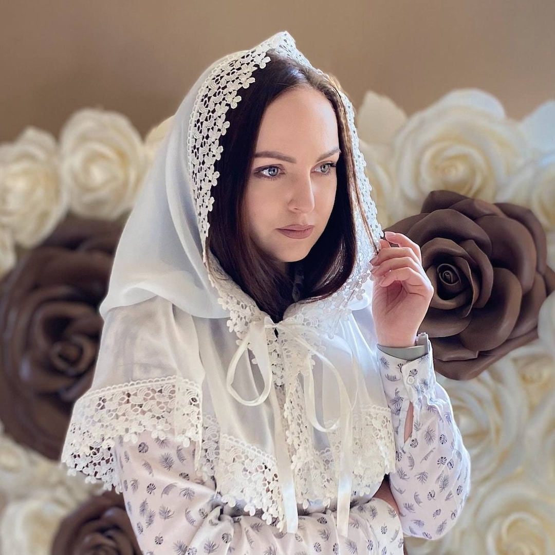 Catholic Mass Veil for Church, White / Ivory Mantilla Veil With Lace ...