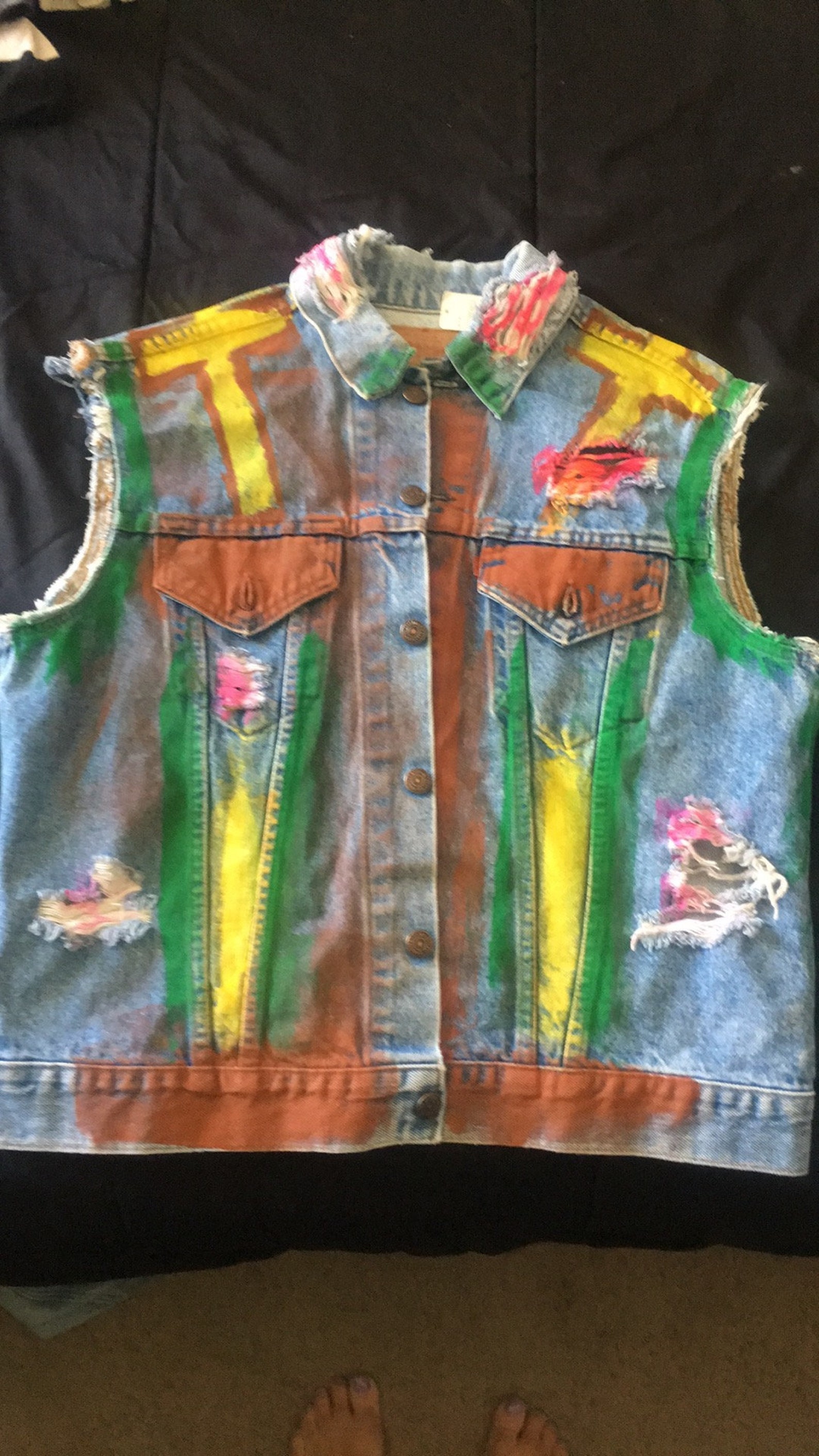 Vintage Hand Painted Unisex Vest - Etsy
