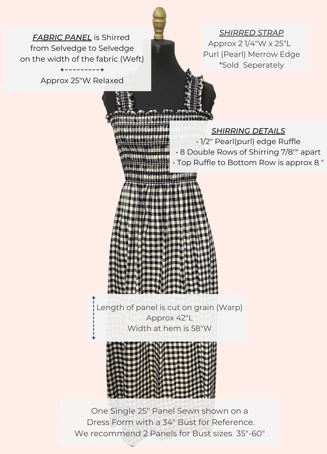 Pre-smocked Shirred Fabric Panel 25 w X 42l - Etsy