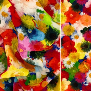 Daisy Flower Fabric, Fun Colorful Rainbow Floral Fabric, Multicolor ...