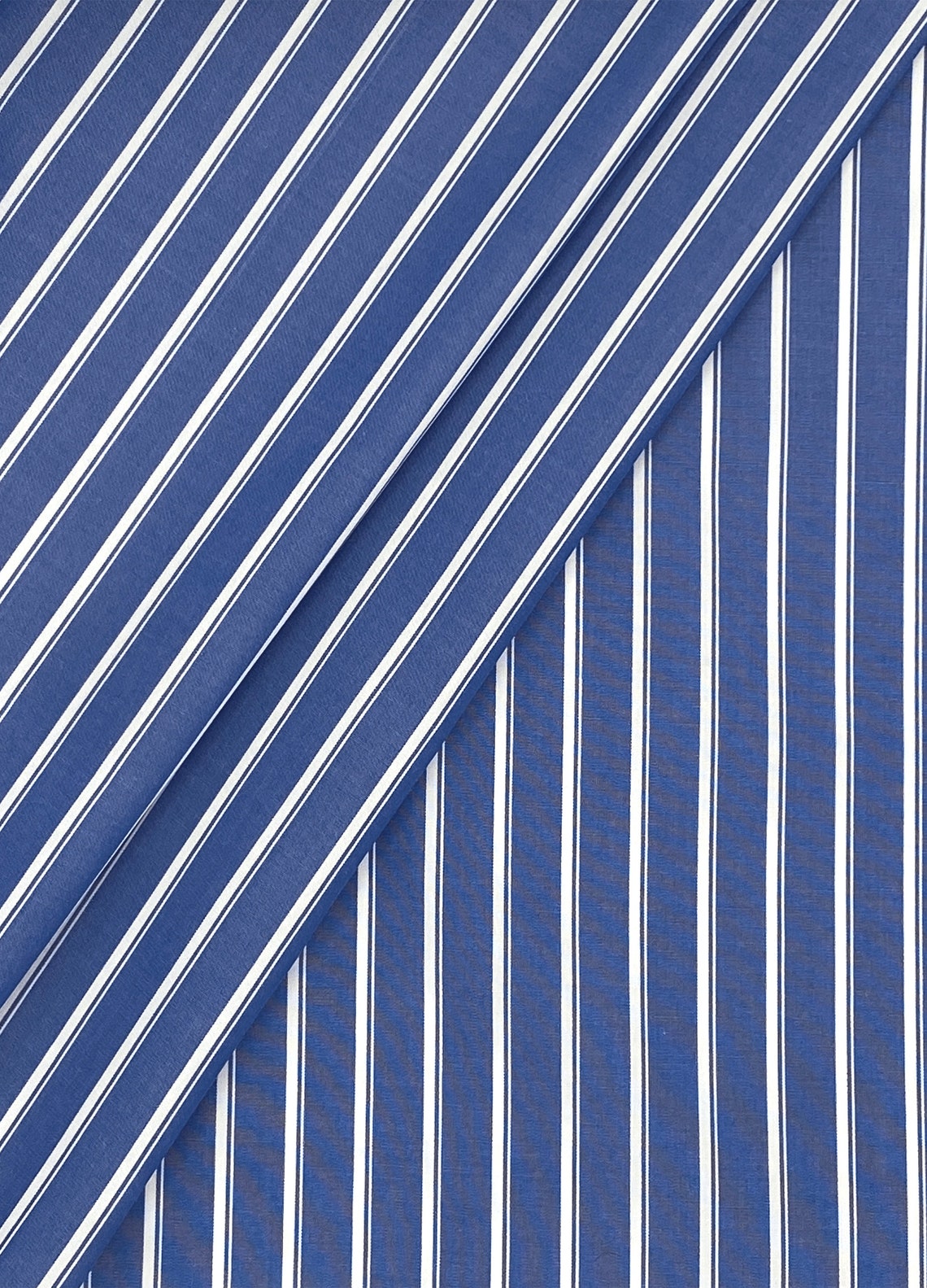 Classic Chic Blue Stripe Fabric Blue White Striped Cotton - Etsy