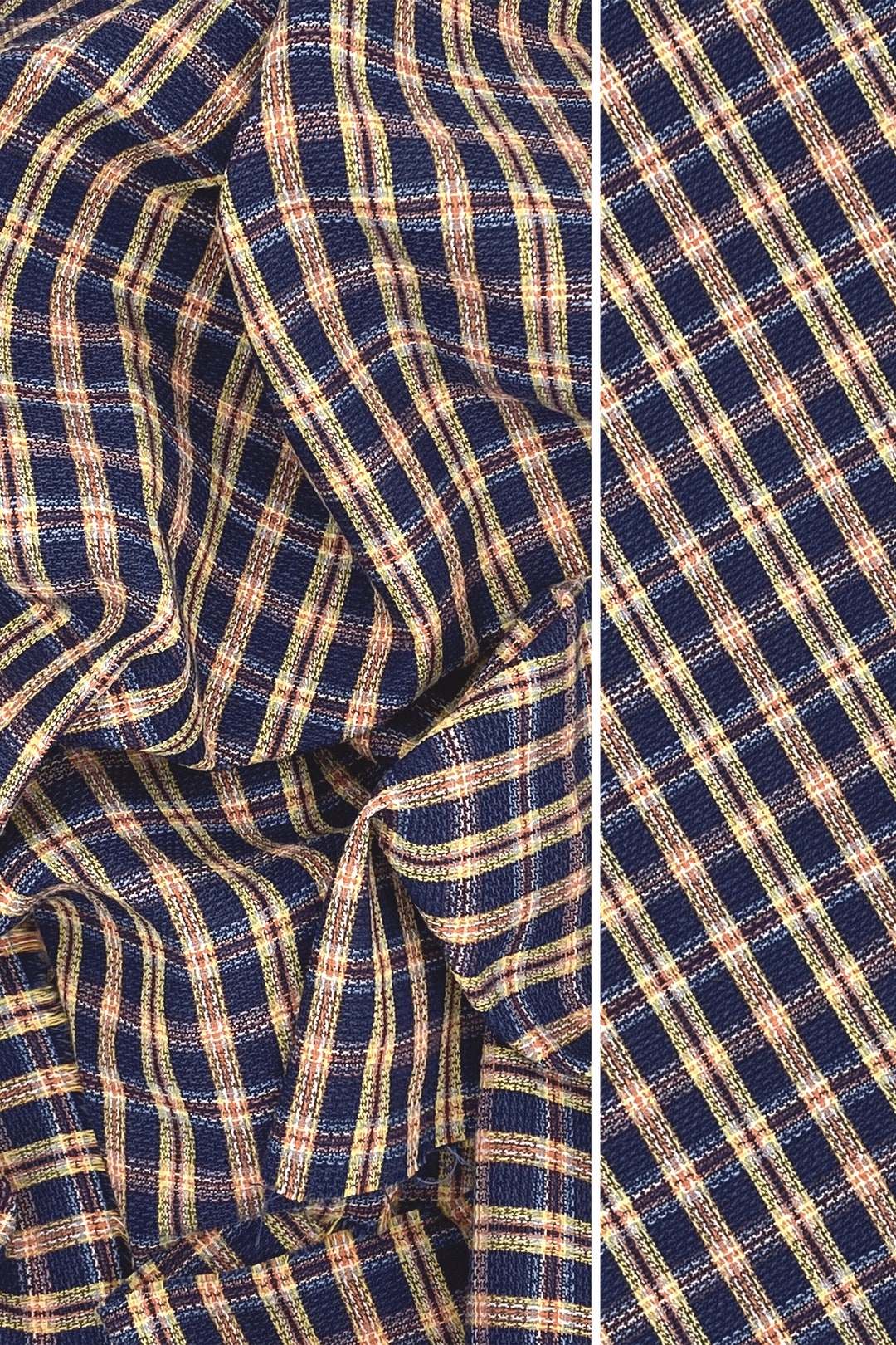 Navy Blue Plaid Cotton Fabric: Textured Shirting, Home Decor - 45" Wide ...