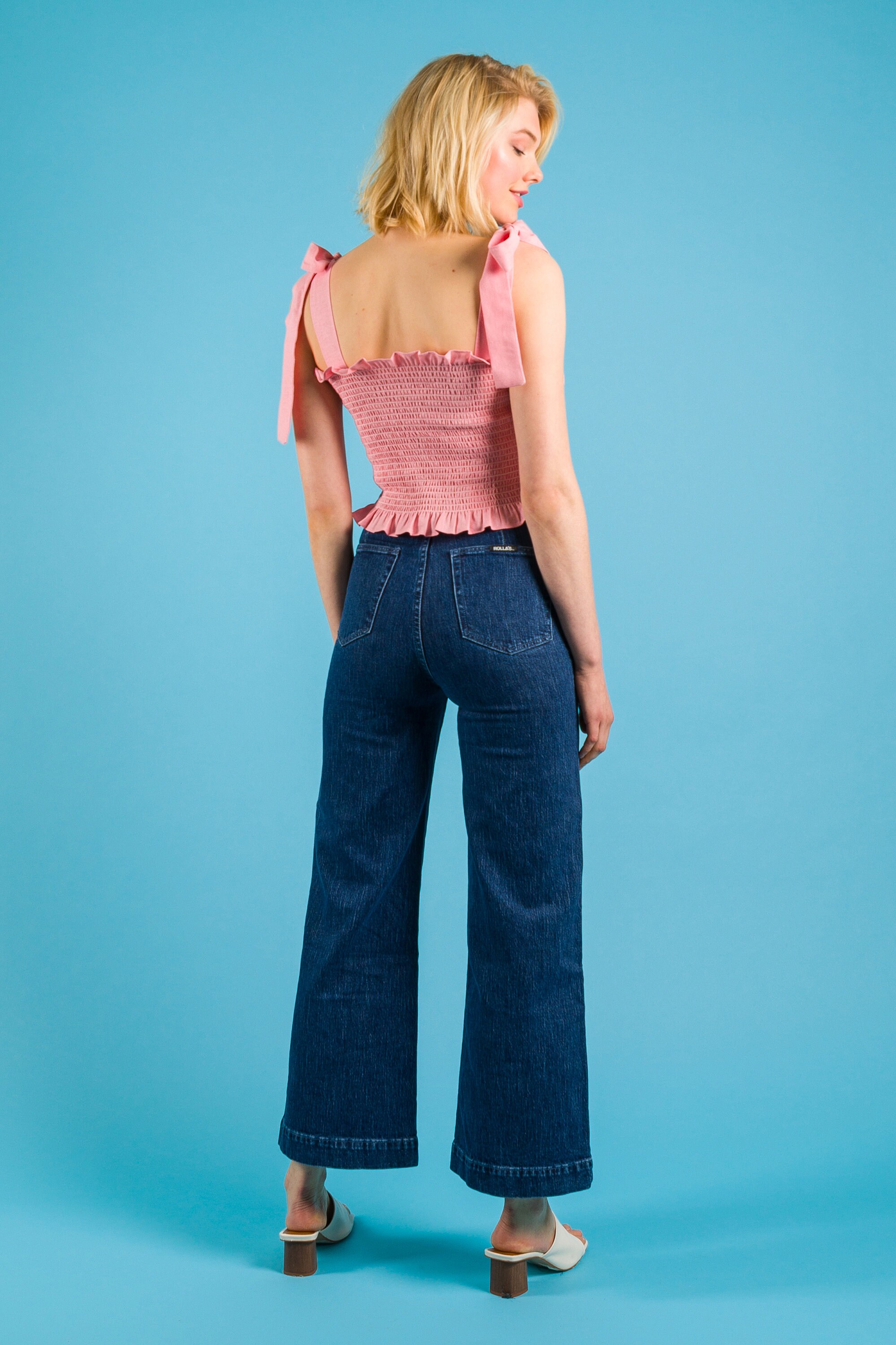 Shoulder Tie Crop Top Pattern Easy Sewing Project Pink Linen | Etsy