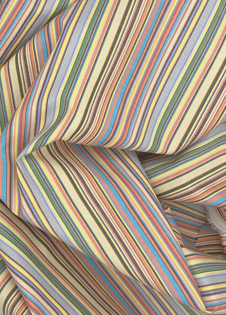 Vintage-inspired Muted Rainbow Cotton Fabric: Retro Stripes for Sewing ...