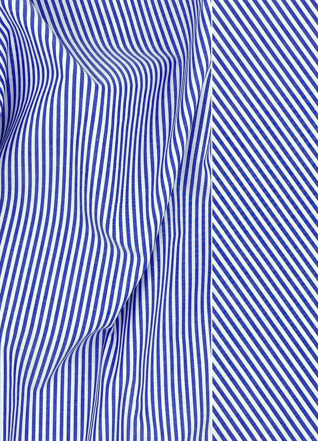 Classic 3/16 Blue Stripe Fabric, Blue White Striped Cotton Shirting ...