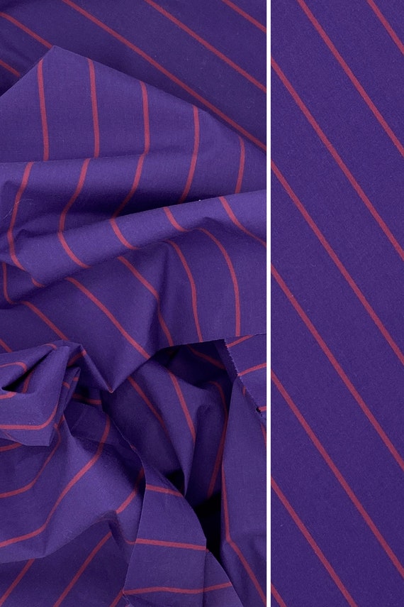 Purple Red Stripe Fabric by the Yard Violet Pink Crisp | Etsy