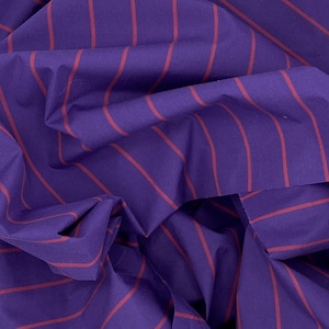 Purple Red Stripe Fabric by the Yard, Violet Pink Crisp Italian Cotton ...