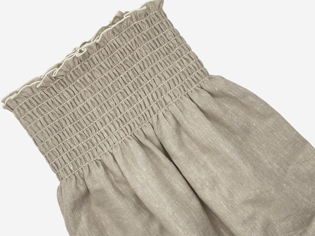 Fabric Shirred by the Yard 20l, Natural Rayon Linen Fabric With Elastic ...