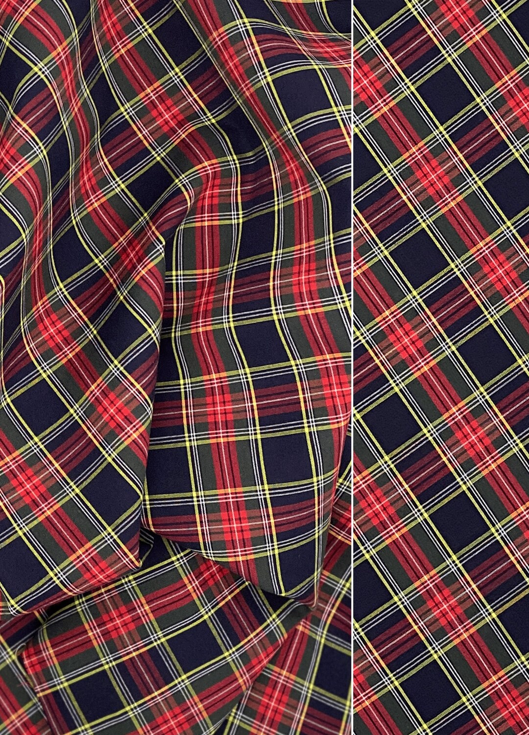 Modern Black Stewart Tartan Fabric, Black Green Yellow Red Plaid Fabric, Pure Cotton Shirting ...