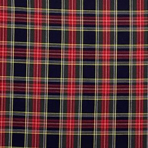 Modern Black Stewart Tartan Fabric, Black Green Yellow Red Plaid Fabric, Pure Cotton Shirting ...