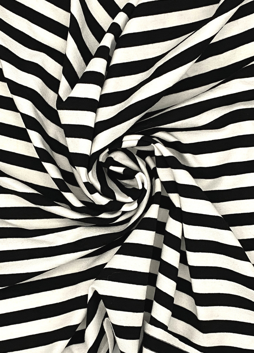 Black White Jersey Striped Knit Fabric 265GSM, Rayon Spandex Stretch ...