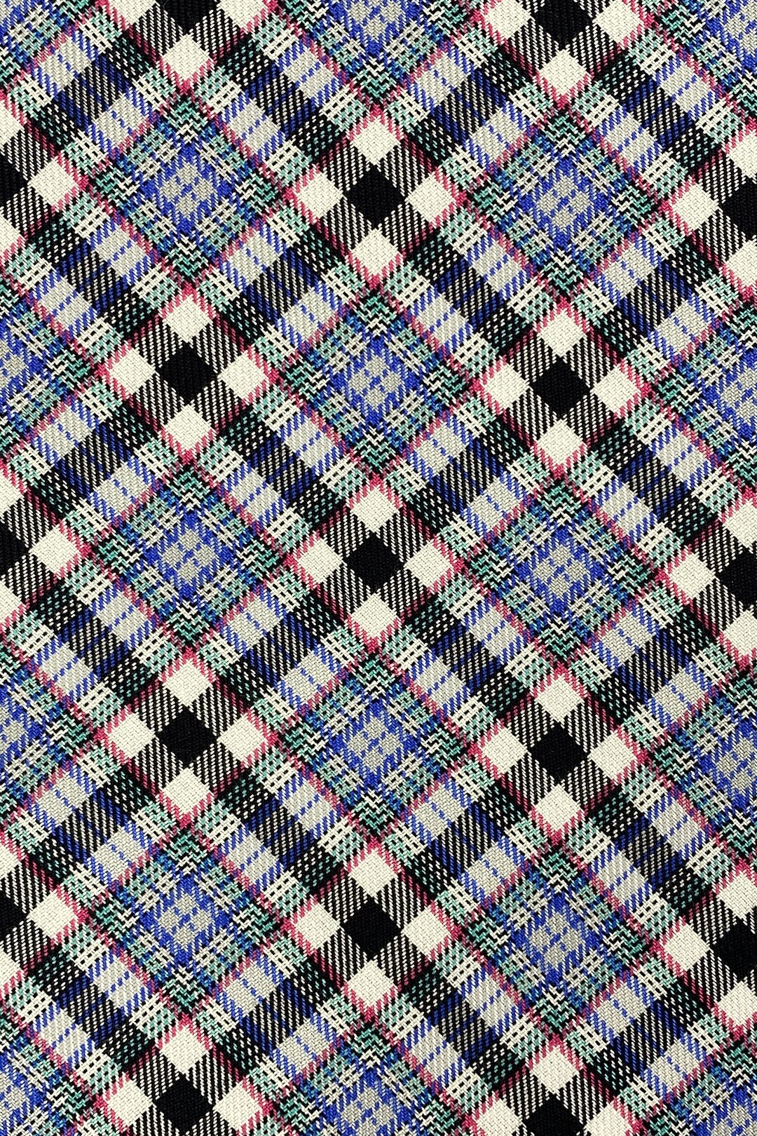 Blue Black Plaid Fabric Popped With Red and Green, Classic Woven Yarn ...