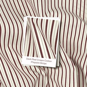 Dark Red Cream Stripe Fabric, Woven Yarn Dye Pinpoint, Cotton Shirting ...