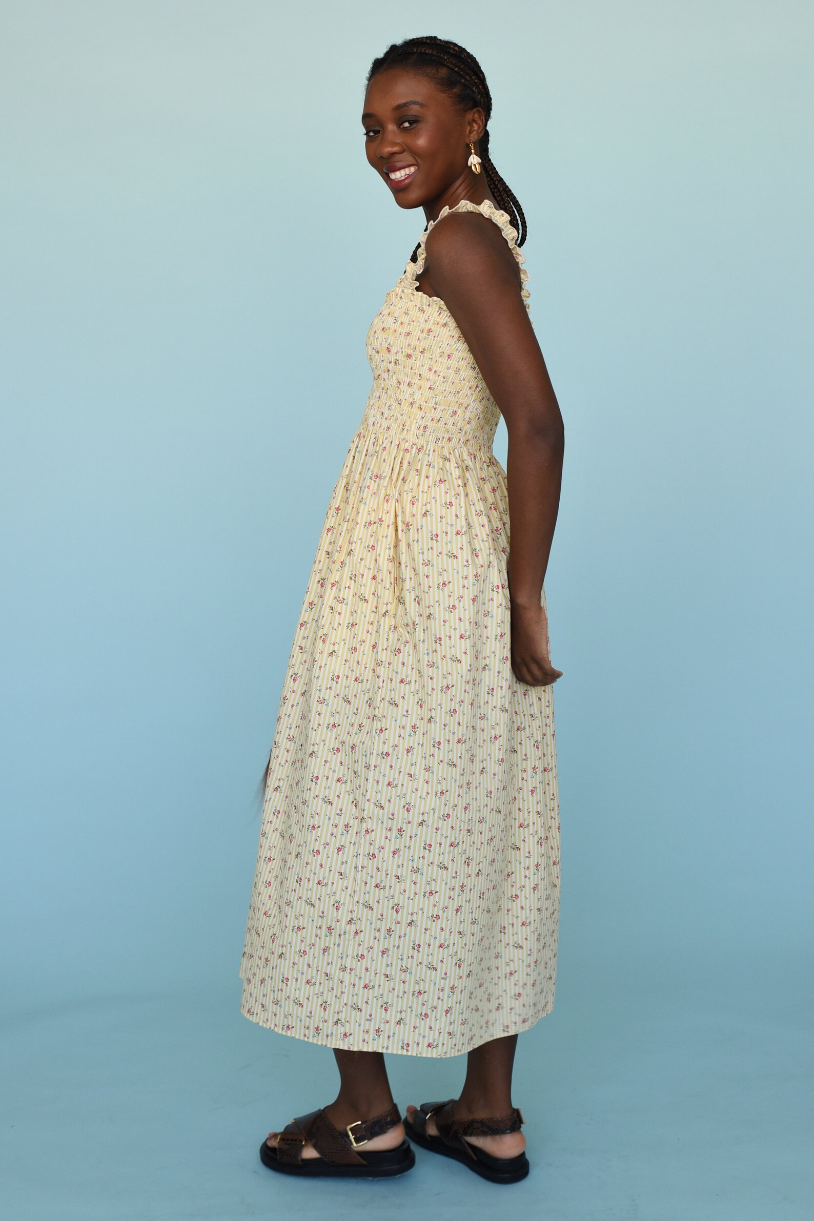 Yellow Floral Dress Fabric Pattern Kit Complete All in One - Etsy