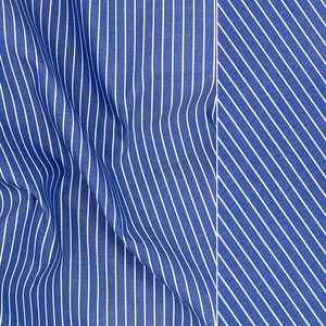 Classic Thin Blue Stripe Fabric, Blue White Pinstriped Cotton Shirting ...