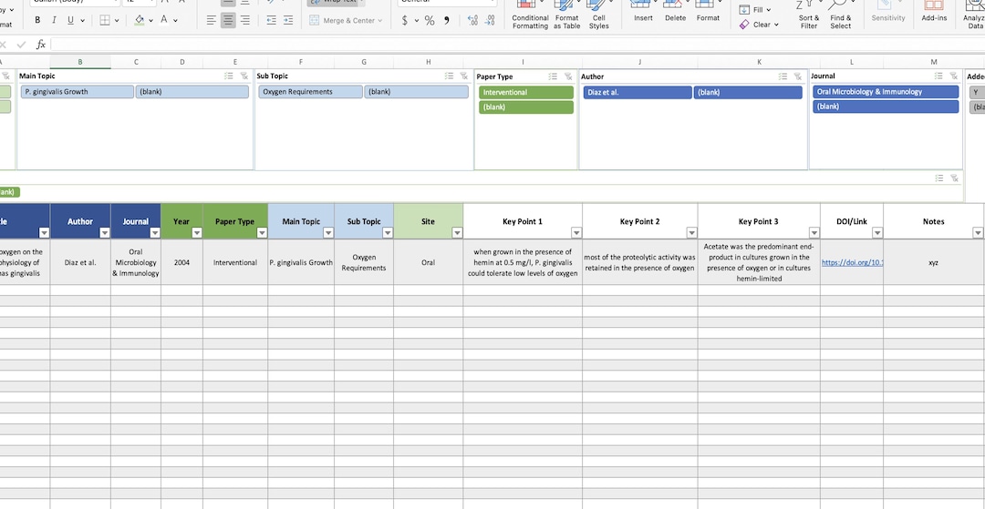 Academic Literature Organizer Spreadsheet | Publication Manager Excel ...